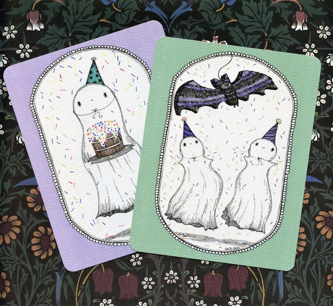 Set of 4 Frameable Spooky BIRTHDAY Cards Goth Birthday Cards - Etsy