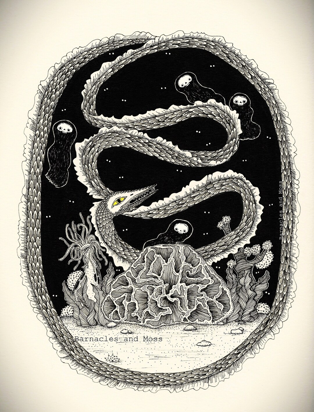 Sea Serpent Fine Art Print | Sea Shanty | Goblincore Art | Whimsigoth ...