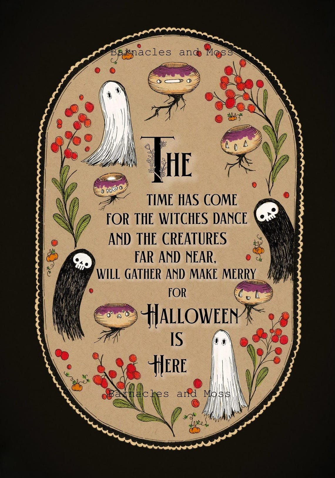 Turnip Jack-o-lanterns Fine Art Print | Goblincore | Dark Cottagecore ...