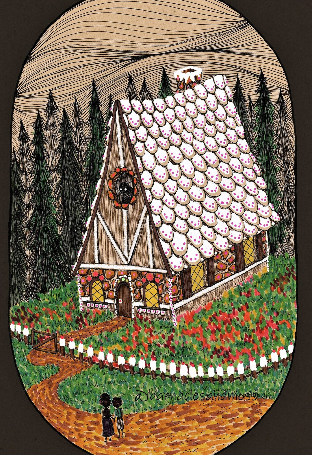 ORIGINAL ILLUSTRATION Hansel and Gretel 9"x12" | Grimm Brothers ...