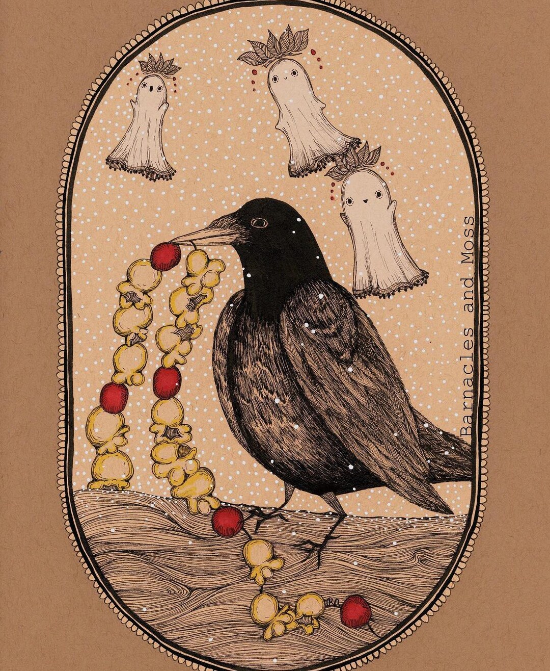 Crow With Garland Fine Art Print Creepmas Gothmas Whimsigoth Art Corvus ...