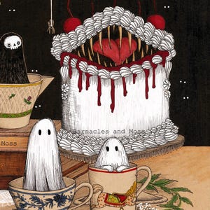 Spooky Tea Party Fine Art Print | Halloween Treats | Goblincore Decor ...