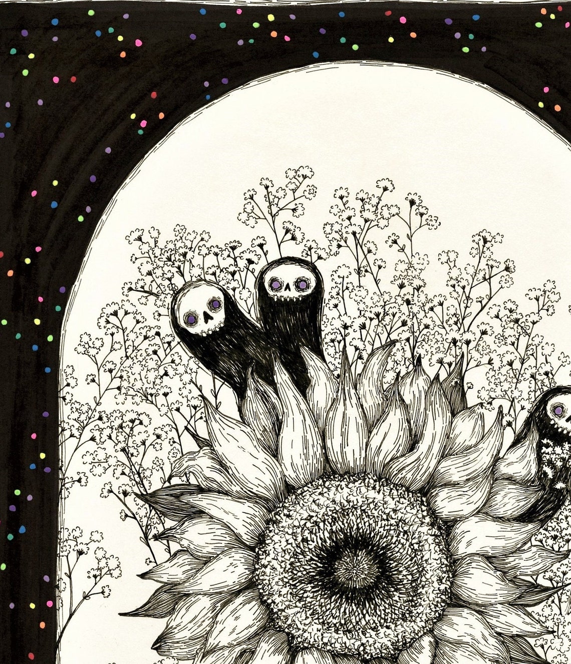 Sunflower Creatures Fine Art Print Goblincore Decor Dark - Etsy