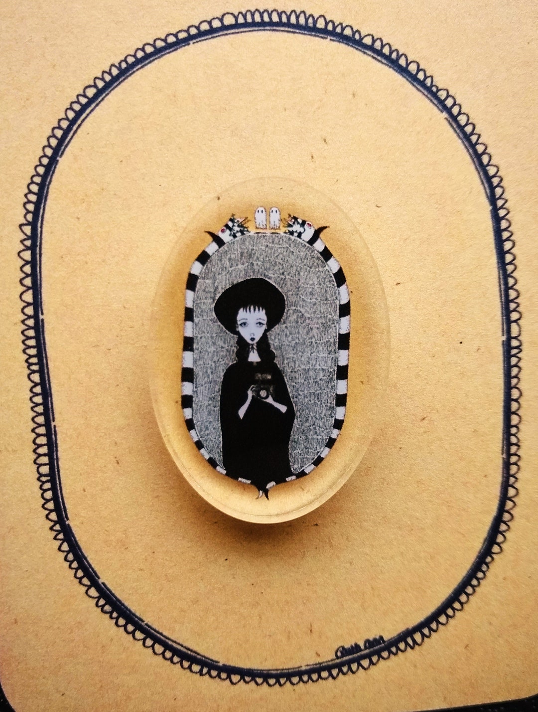 Lydia Deetz Acrylic Pin | Whimsigoth Art | Ghost Art | Goblincore ...