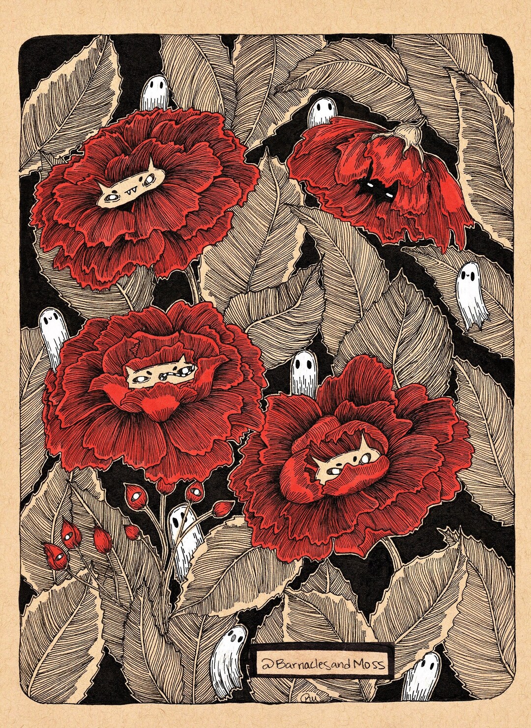Botanical Beasties Fine Art Print | Whimsigoth Decor | Goblincore Decor ...