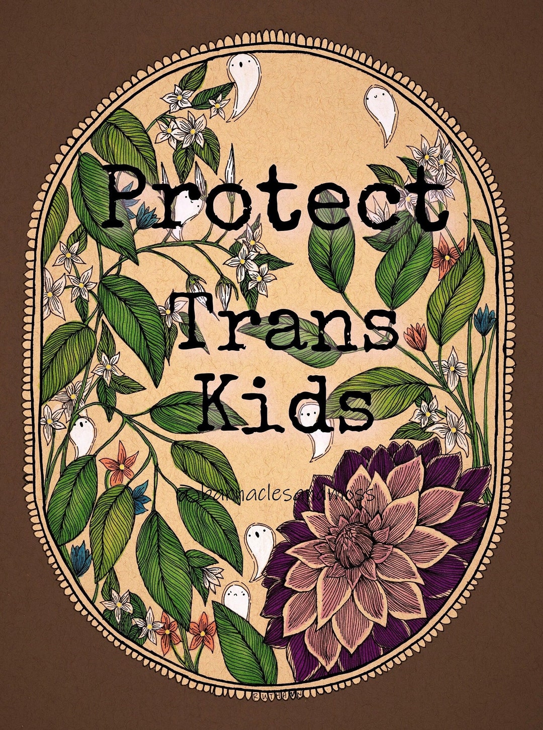 Protect Trans Kids Fine Art Print | Cottagegoth Decor | Whimsigoth Art ...