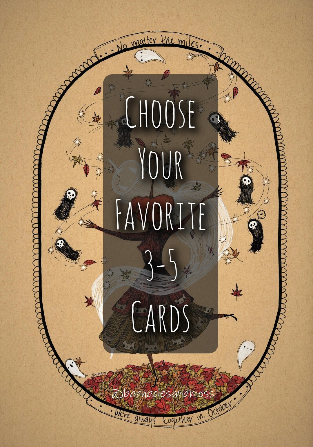 Choose Your Own 3-5 Cards Ghost Cards Whimsigoth Art Halloween Cards ...