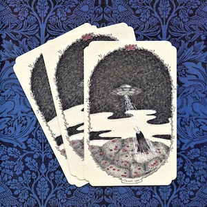 Set of 3 Frameable Thank You Cards UFO Art Cryptid Art Alien Sighting ...