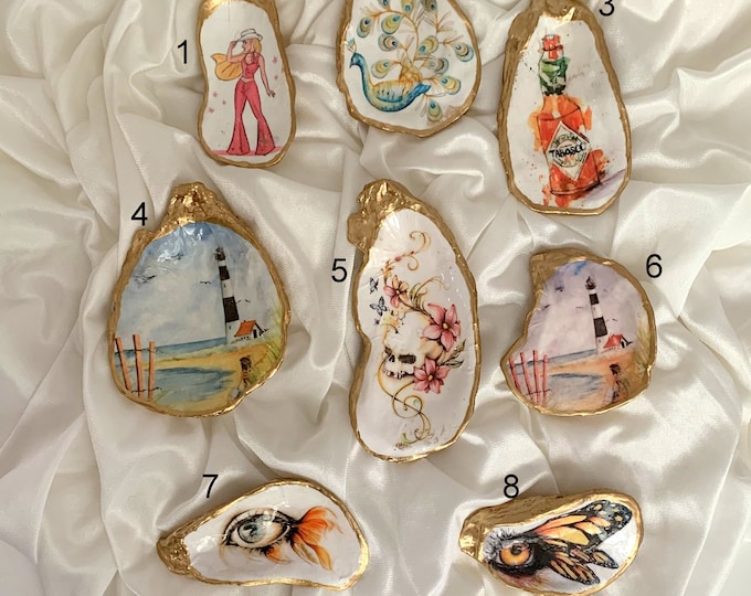 Oyster Shell Ring Dish, Oyster Shell Jewelry Dish, Trinket Holder ...