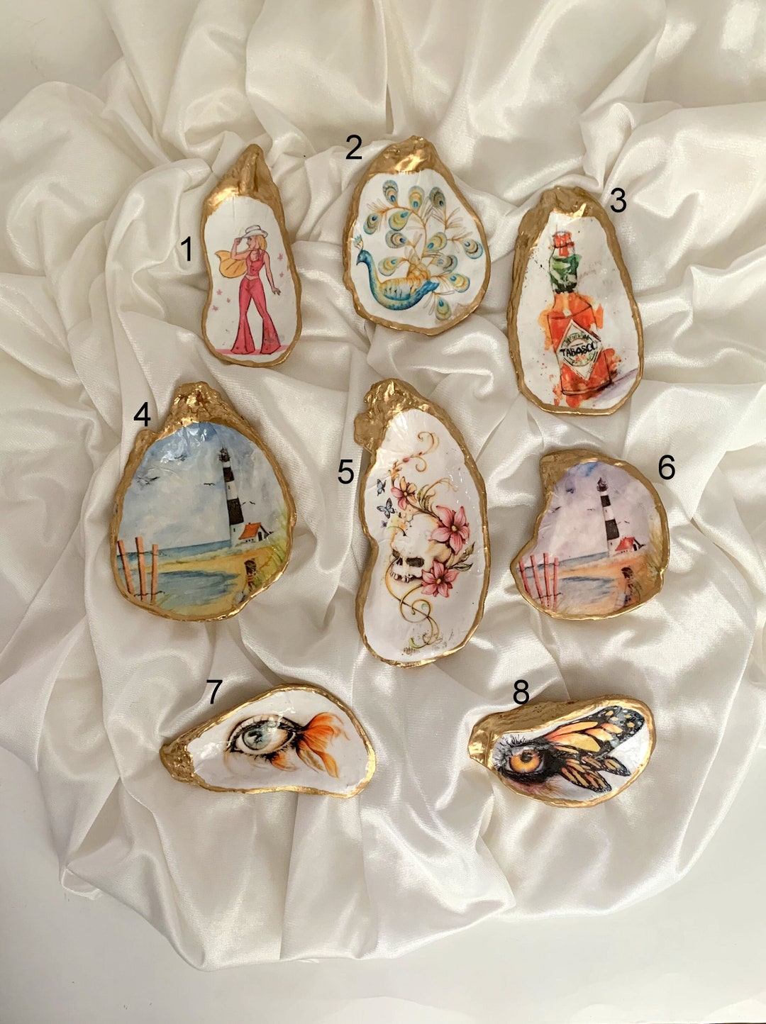 Oyster Shell Ring Dish, Oyster Shell Jewelry Dish, Trinket Holder ...