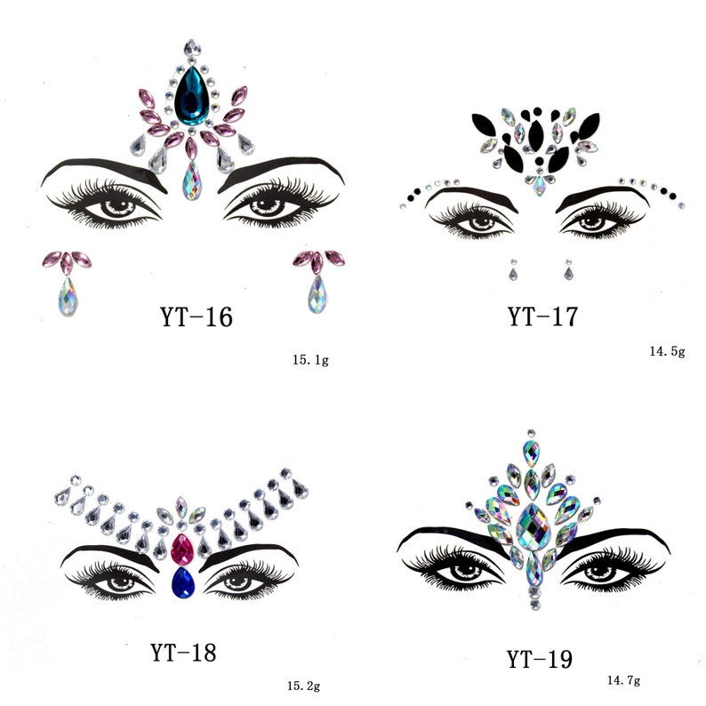 Face Rhinestone Sticker, Face Sticker Rhinestone Jewelry Festival ...