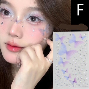 Butterfly Face Stickers, Pearls Face Ornaments, Make-up Rhinestone ...