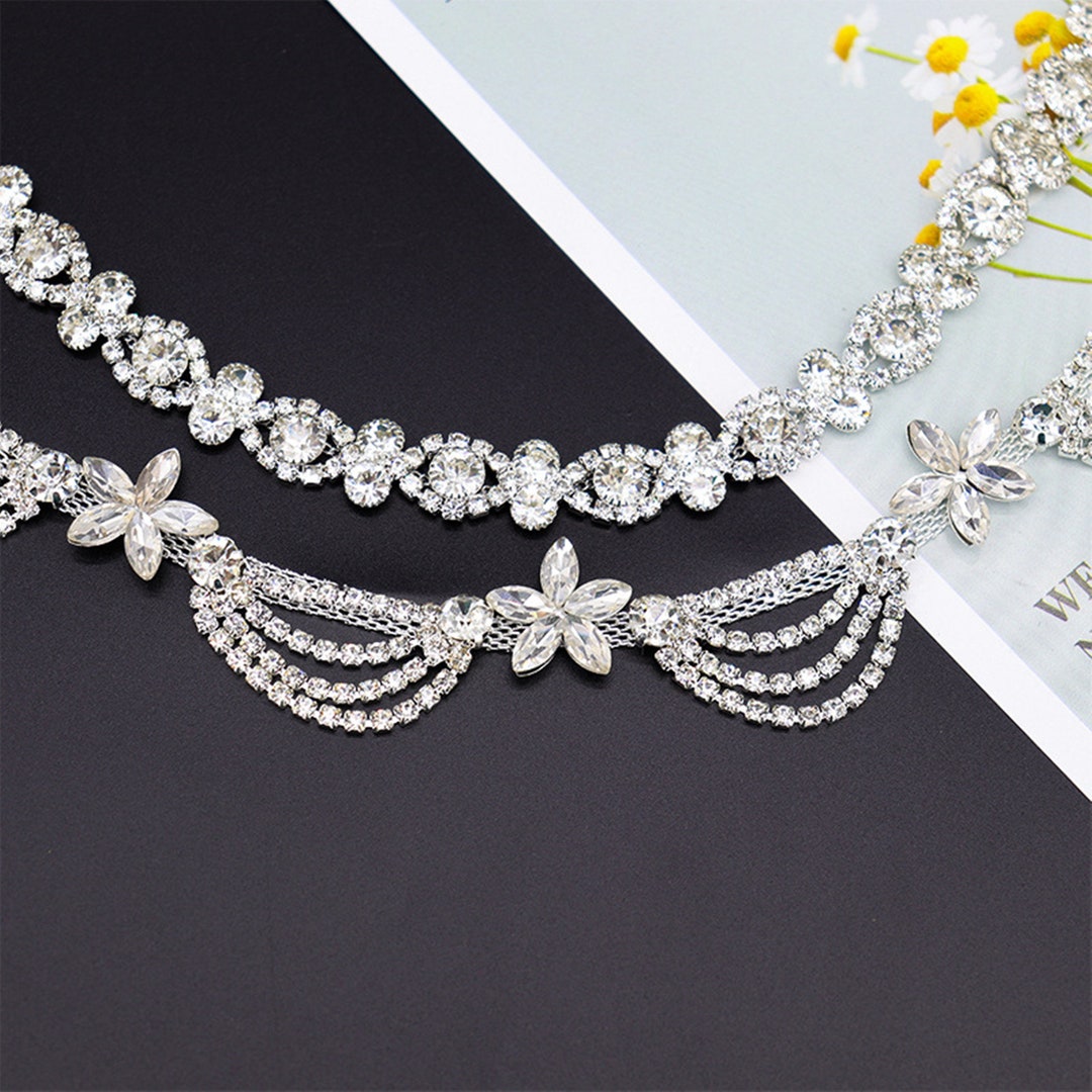 2 Yard Rhinestone Chain, Crystal Trim,shiny Rhinestone Trim,sew on ...