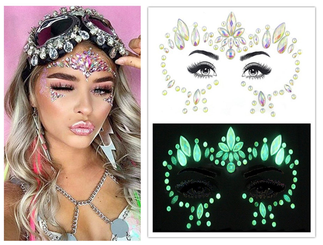 Crystal Face Jewels Stickers, Body Rhinestone Stickers for Festival ...