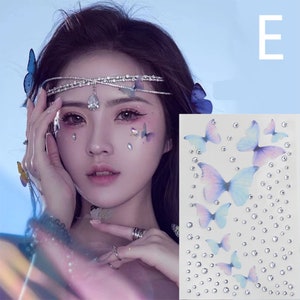 Butterfly Face Stickers, Pearls Face Ornaments, Make-up Rhinestone ...