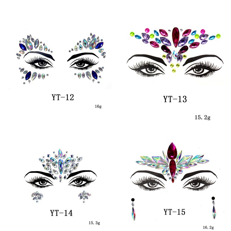Face Rhinestone Sticker, Face Sticker Rhinestone Jewelry Festival ...