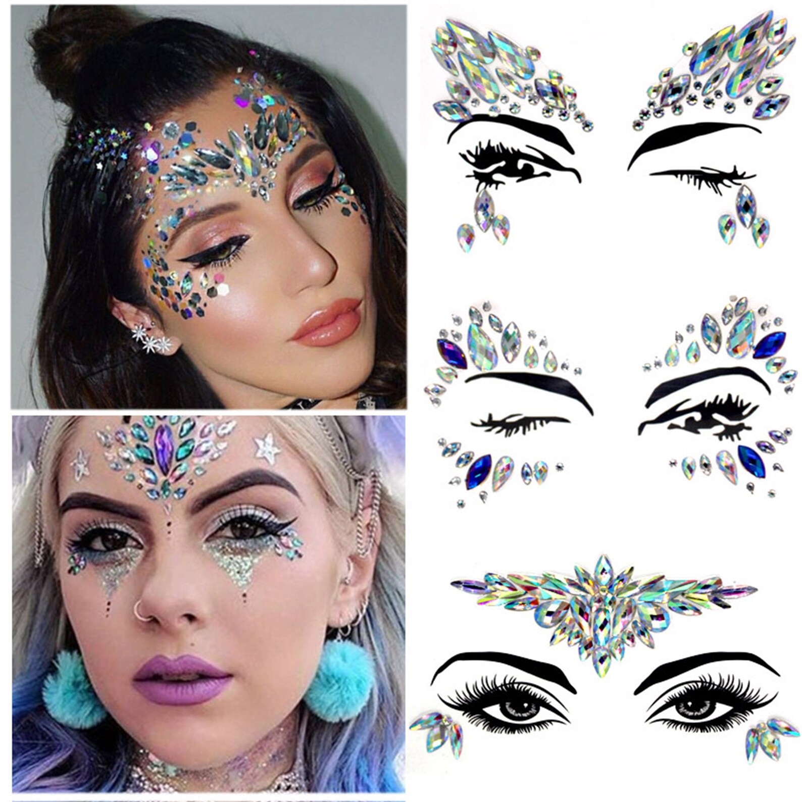 Face Rhinestone Sticker Face Sticker Rhinestone Jewelry - Etsy