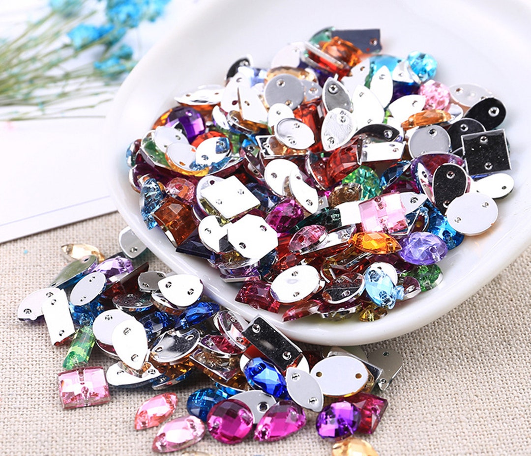 200 Pcs Acrylic Sew on Rhinestones,diy Mix Shape Jewels,flat Back ...