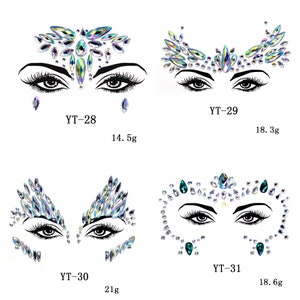 Face Rhinestone Sticker, Face Sticker Rhinestone Jewelry Festival ...