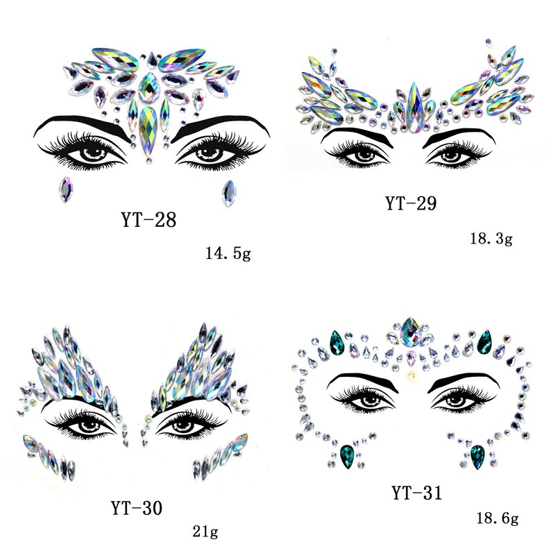 Face Rhinestone Sticker, Face Sticker Rhinestone Jewelry Festival ...