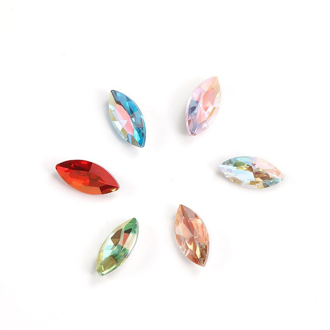50pcs Spindle-shaped Pastel Glass Rhinestones, Pointed Bottom Diy ...