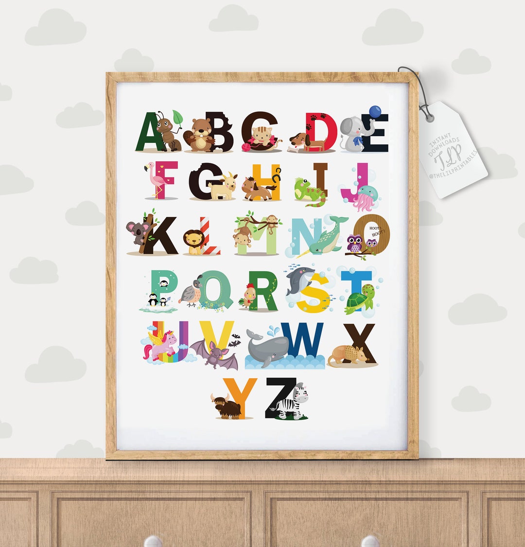 Animal Alphabet Printable, Nursery Wall Art, Baby Room Decor, Animal ...