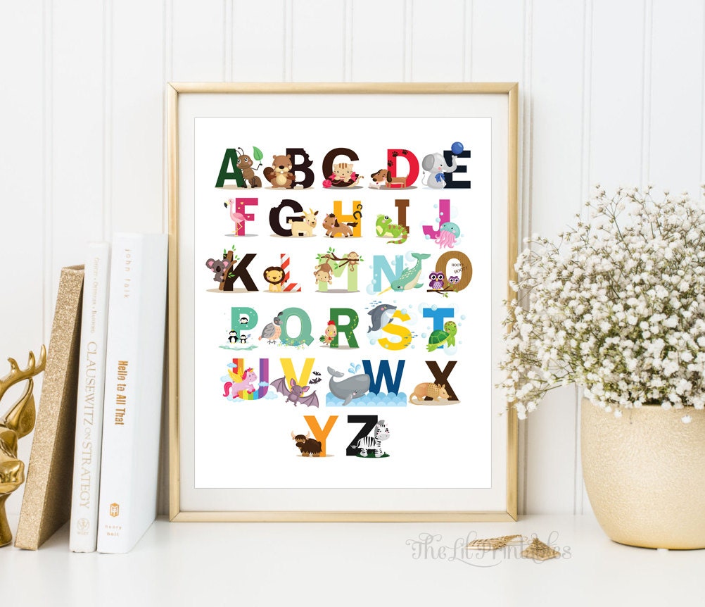 Animal Alphabet Printable Nursery Wall Art Baby Room Decor | Etsy