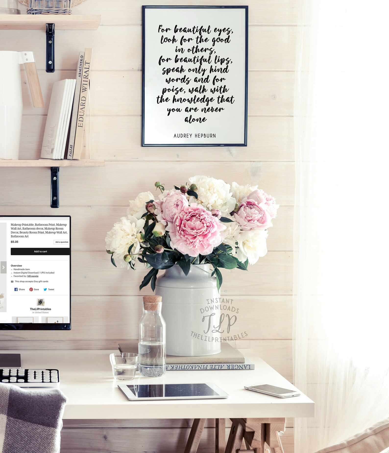 For Beautiful Eyes, Wall Art Decor, Typography Print, Audrey Hepburn ...