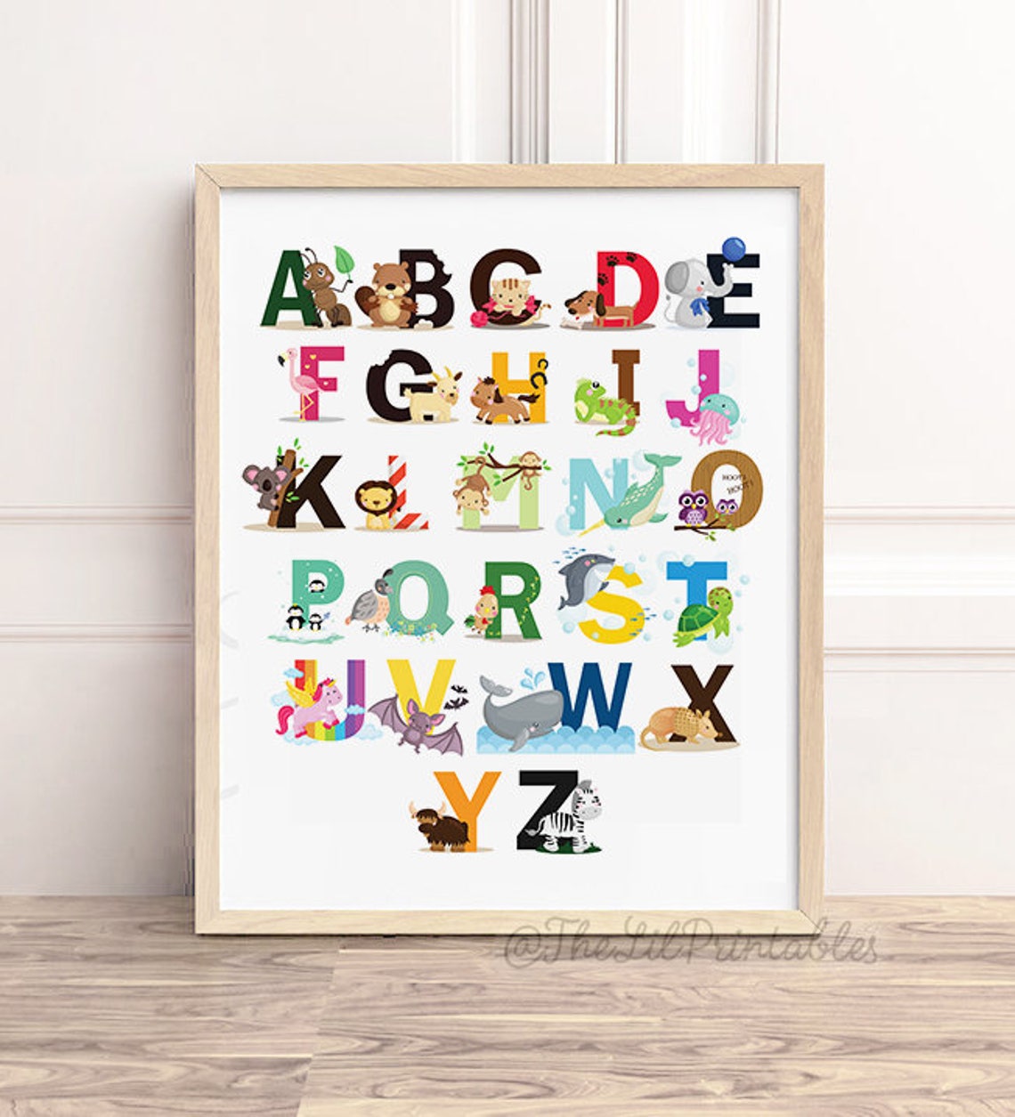 Animal Alphabet Printable, Nursery Wall Art, Baby Room Decor, Animal ...