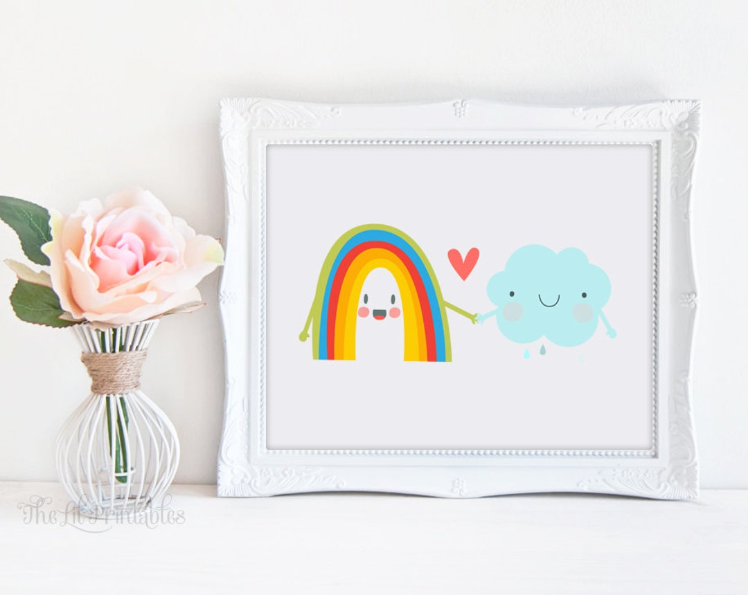 Rainbow Baby Print, Baby Rainbow Art, Rainbow Colors, Blue Nursery ...