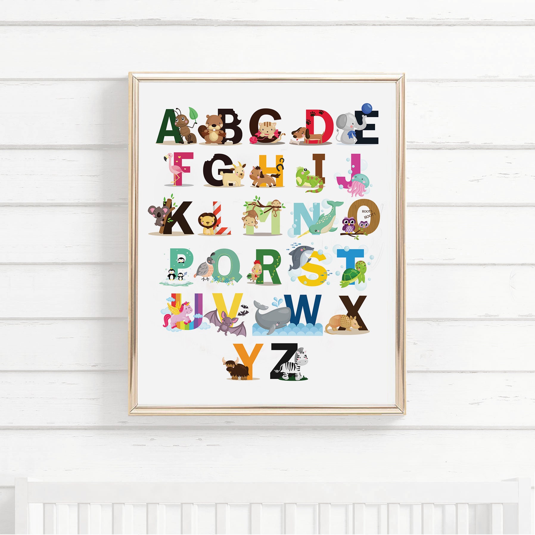 Animal Alphabet Printable Nursery Wall Art Baby Room Decor | Etsy