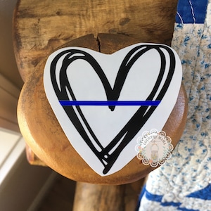 Thin Blue Line Heart Decal Back the Blue LEOW - Etsy