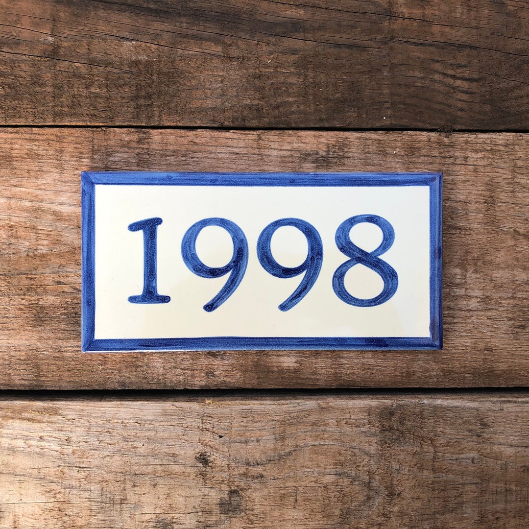 Spanish Ceramic Date and Year Tile 10 X 20 Cm 3.9 X 7.8 Ceramic Year ...