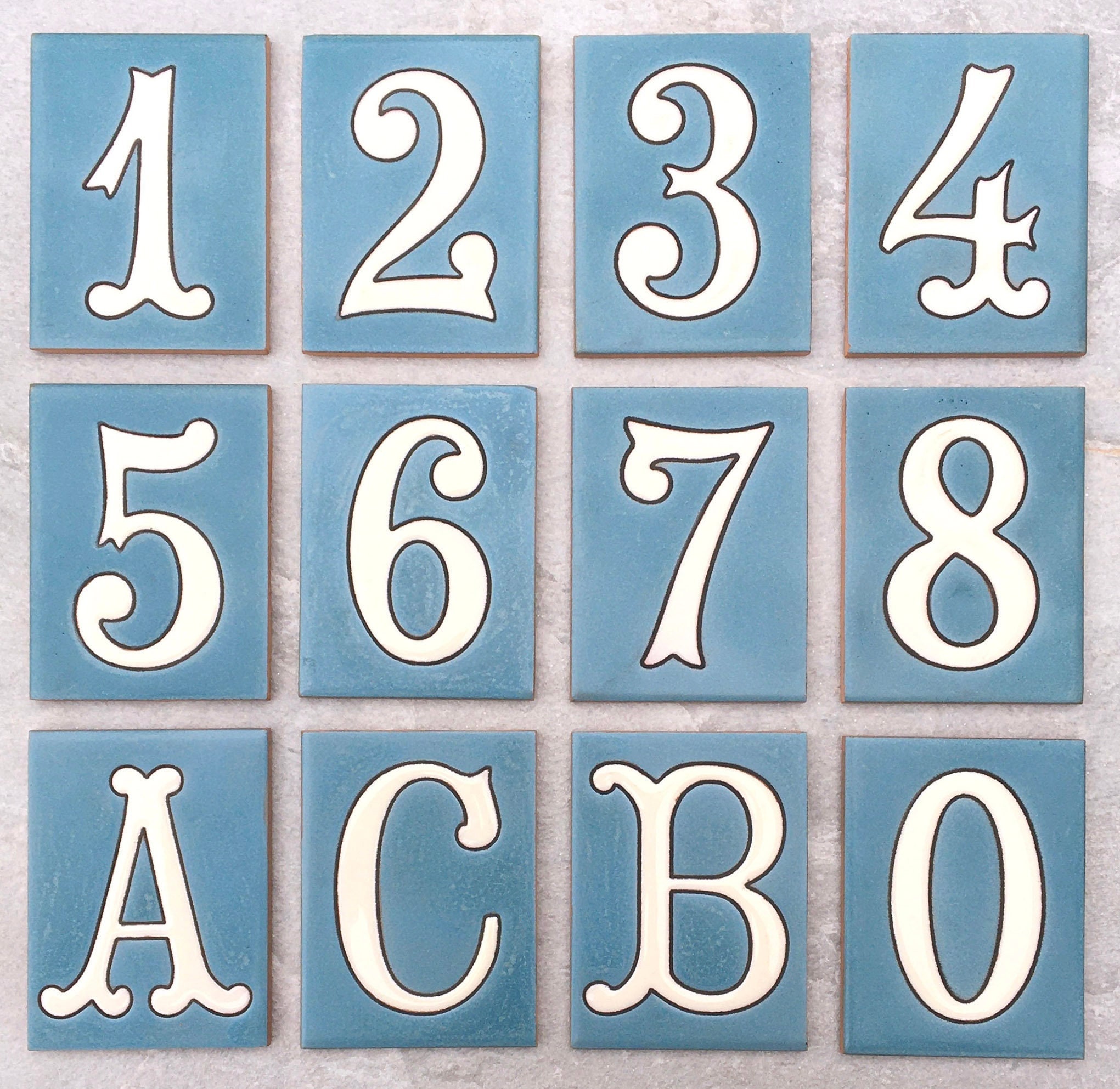Ceramic Numbers and Letters for Wall Hand Painted in Spain Model ...