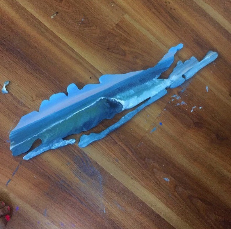 Blue Sky Wave Woodcut - Etsy