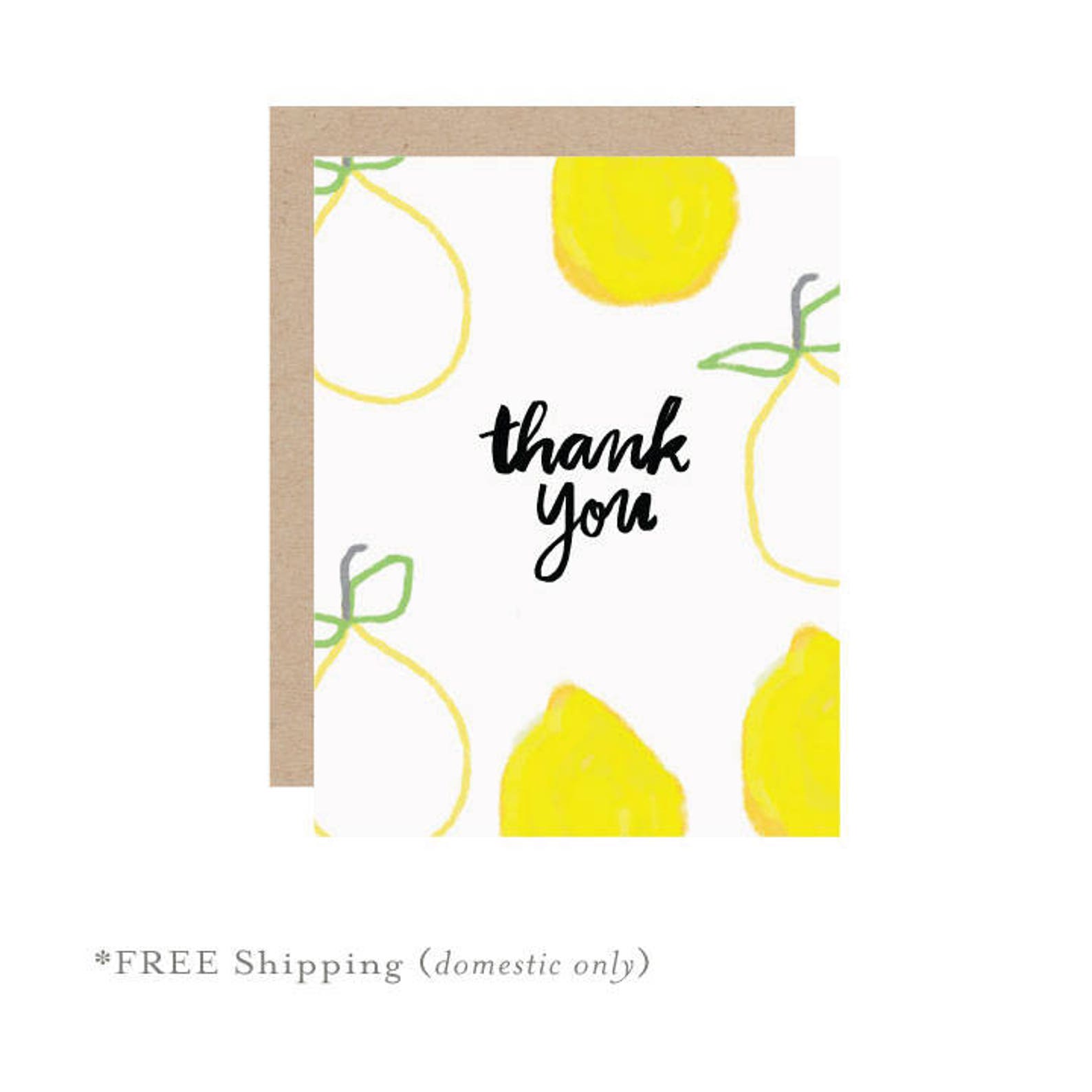 Thank You Card, Lemon Thank You Card, Lemon Card, Yellow Lemon Card ...