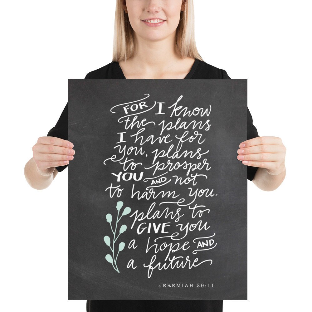 Jeremiah 29:11 Print | Hand Lettering Art | Bible Verse Decor | Large ...