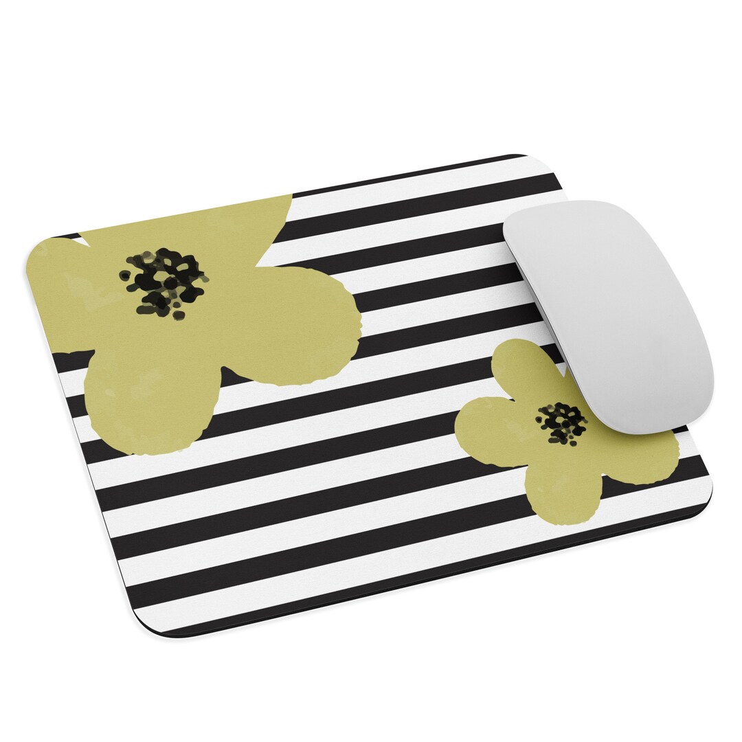 Modern Lines and Floral Print Mouse Pad Chic Mousepad Chic Tech ...