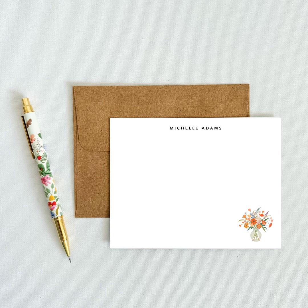 Personalized Floral Notecard Set: Custom Stationery Gift - Etsy