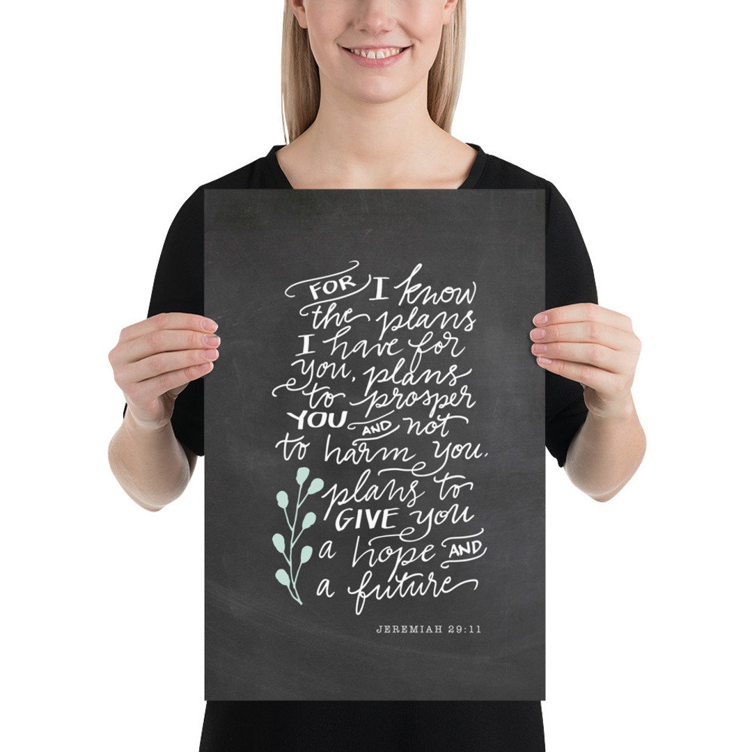Jeremiah 29:11 Print | Hand Lettering Art | Bible Verse Decor | Large ...
