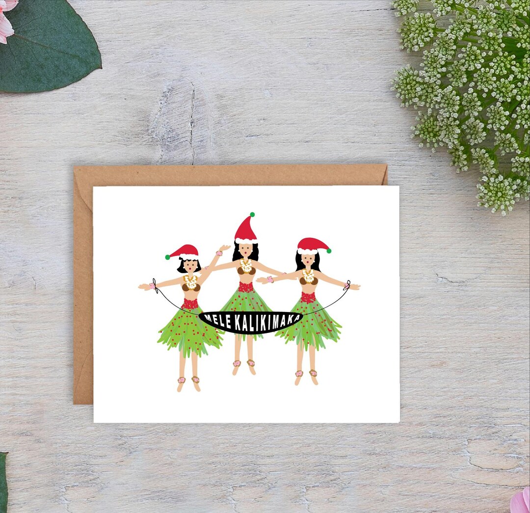 Mele Kalikimaka Card Set 8 Hula Girls Holiday Cards, Merry Christmas ...