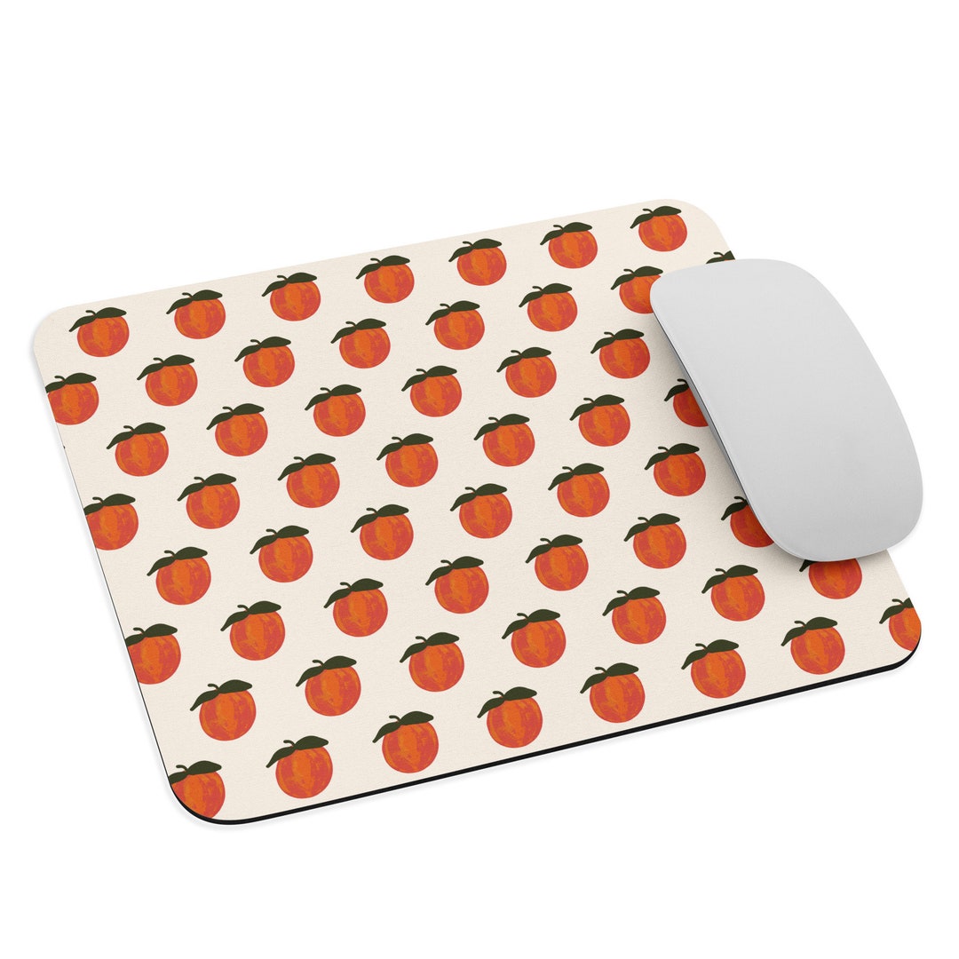 Peach Mouse Pad - Cute Fruit Pattern Desk Accessory, Orange Food Style ...
