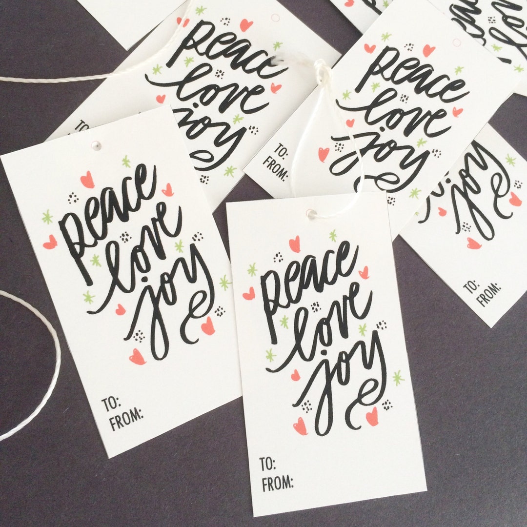 Peace Love Joy Gift Tag Printable Instant Download Christmas Holiday ...