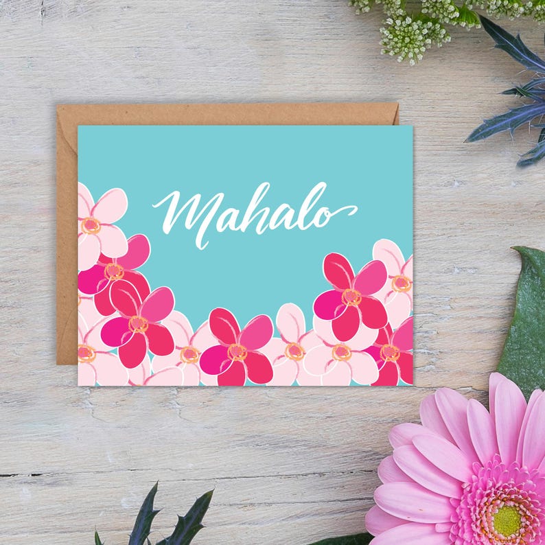 Mahalo Thank You Card: Hawaii Floral Greetings - Etsy