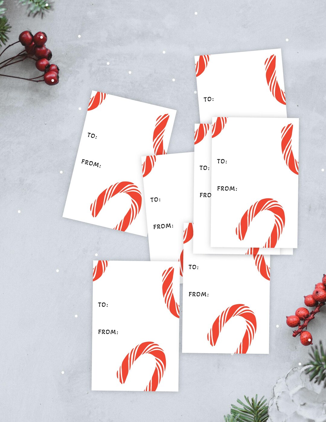 Candy Cane Tags - Playful Holiday Gift Tags, Cute Christmas Tags for ...