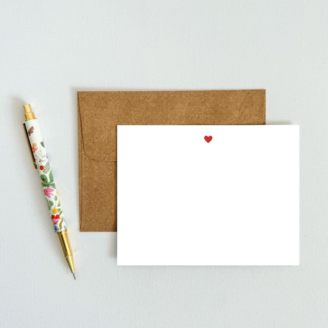 Personalized Notecard Set: Handwritten Name, Heart Design, Gift Ready ...