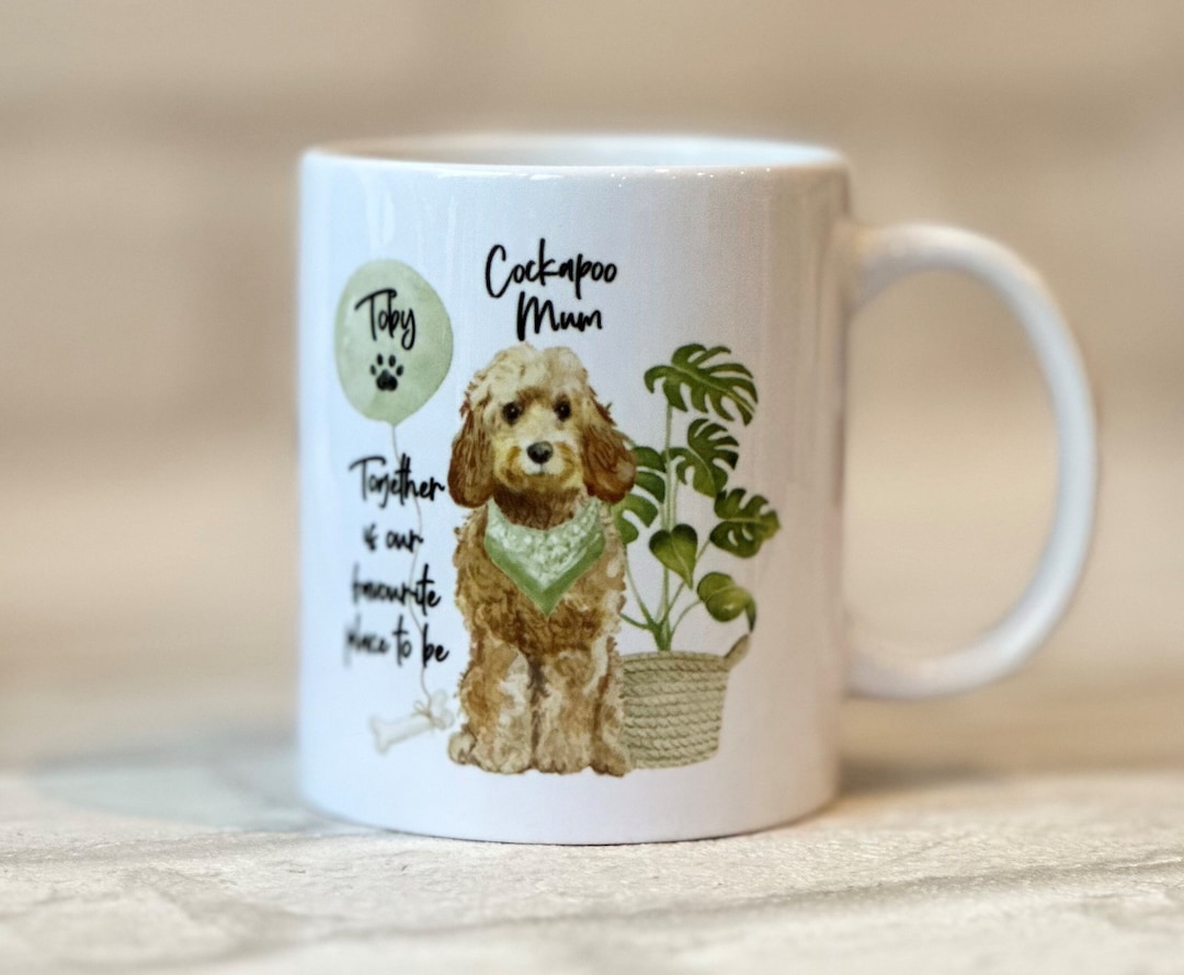 Cockapoo, RED, Personalised, Apricot, Mug Cup 11oz, Double Sided, Pet ...