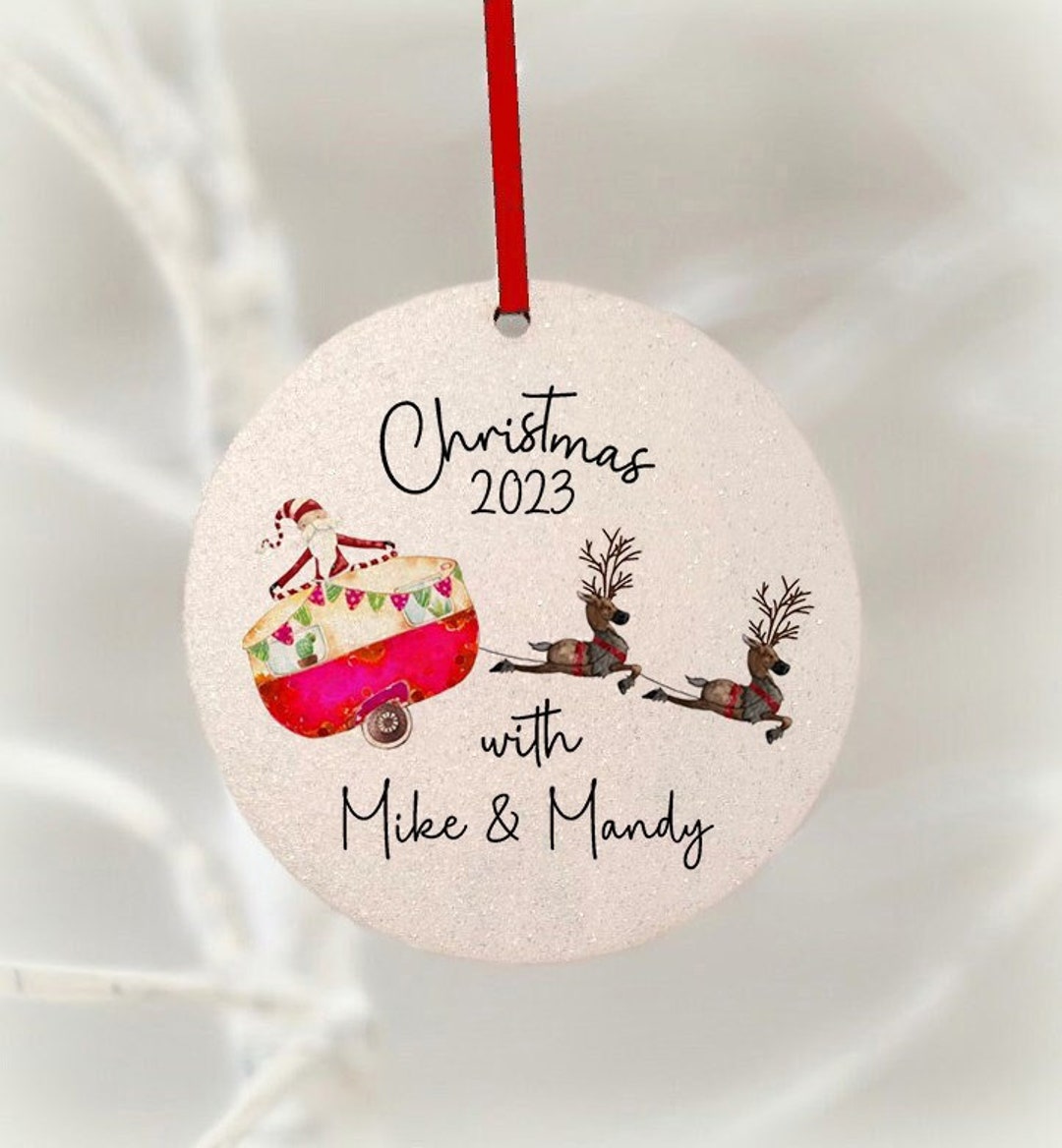 CARAVAN Christmas 2023, Personalised With Names, Bauble, Tree Ornament ...