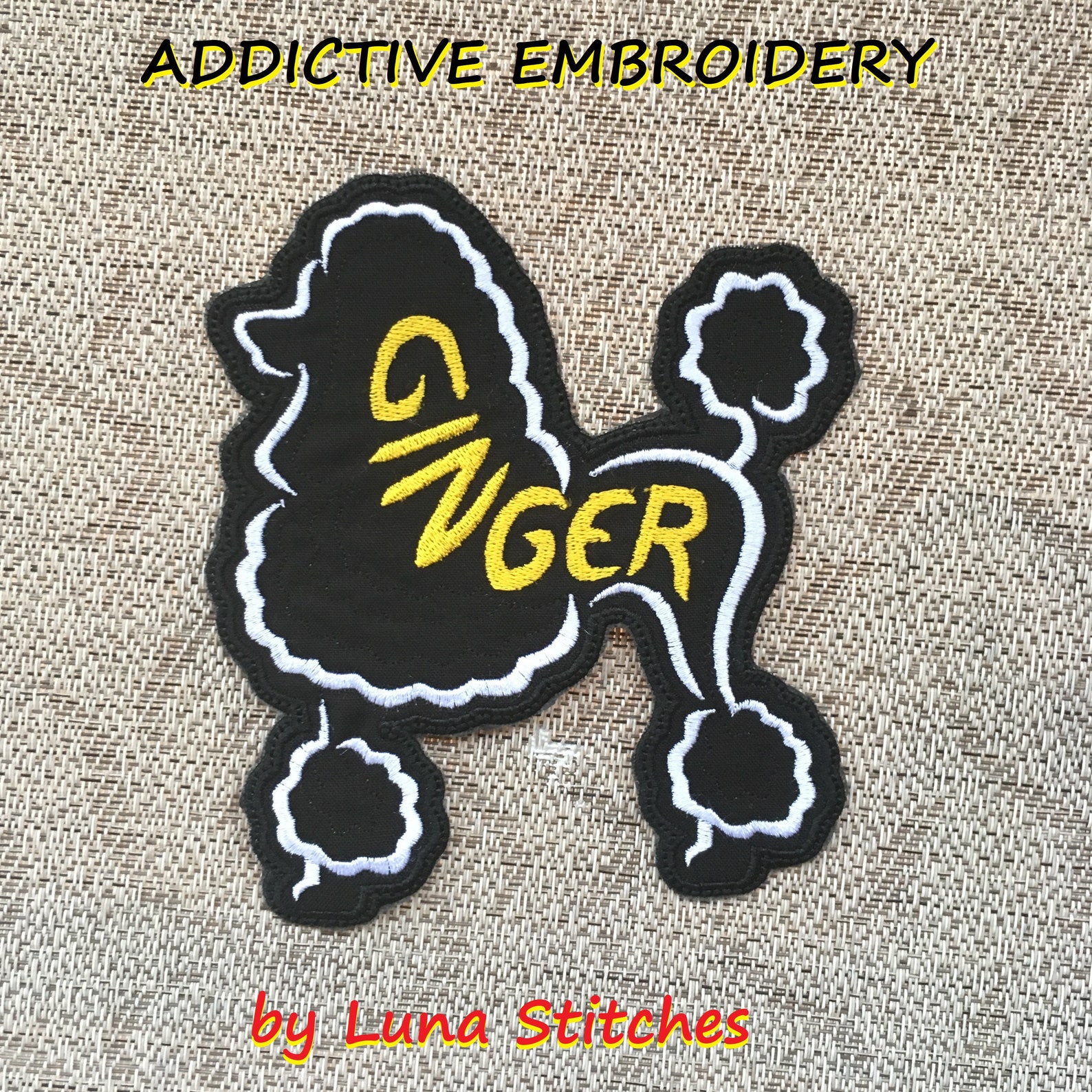 Pet Dog Poodle Personalized Iron on Patch Embroidered Custom Applique ...