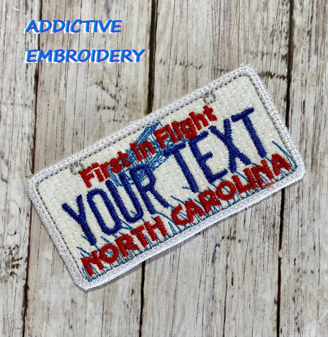 North Carolina License Plate NC Iron on Patch Yellow Sun Personalized ...